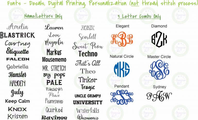 Decal, Digital Printing, Personalization Fonts full alphabet - Monogram ...
