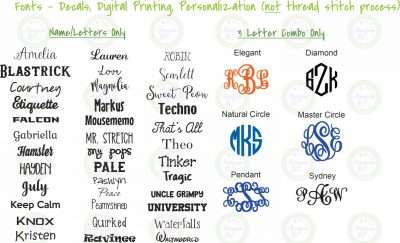 Decal, Digital Printing, Personalization Fonts full alphabet – Monogram ...