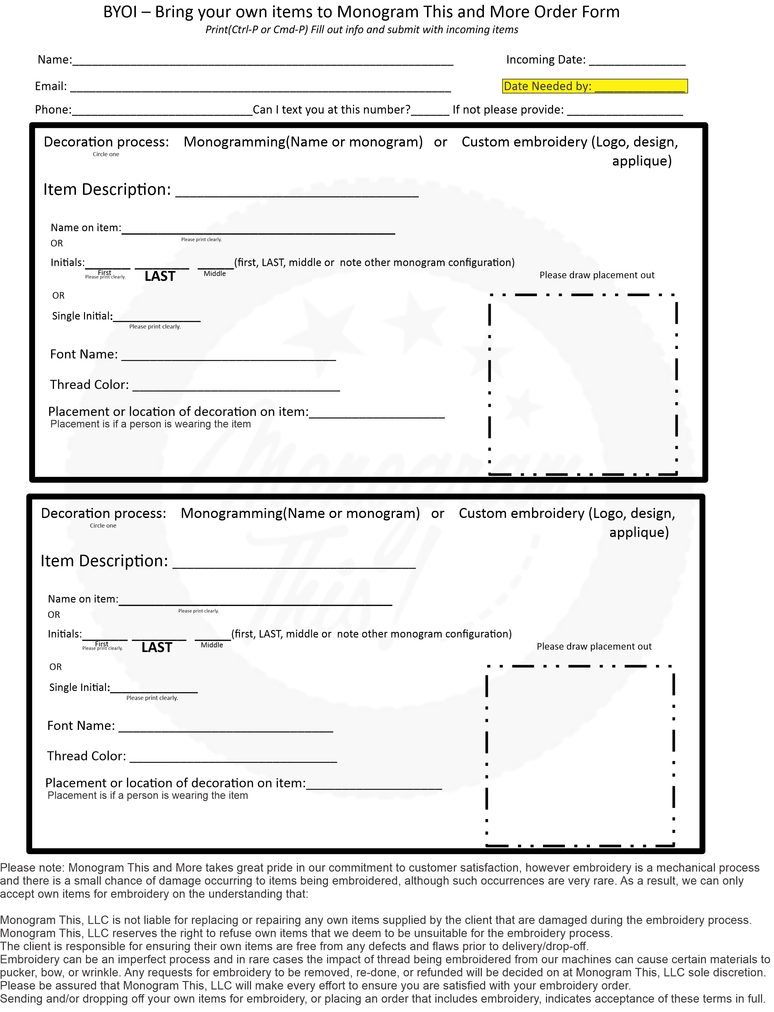 Order Form - Monogram This and More! Personalized gifts Franklin TN